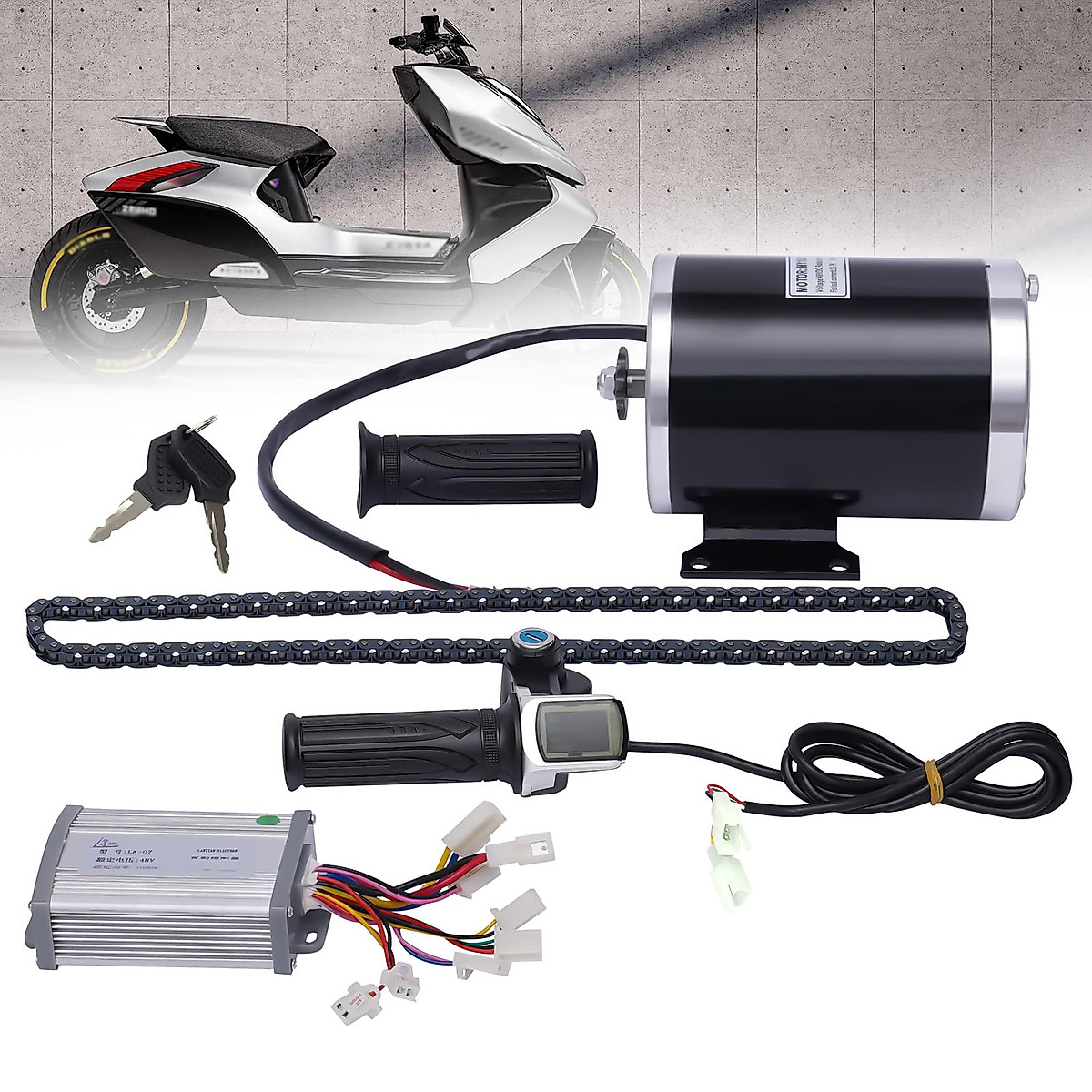 Brushed Electric Bicycle Conversion Kit, 48V 1000W Brush Electric Bicycle Conversion Kit E-Bike Cycling Motor Controller for Small Kart Beach Bike Evo Scooter Small Electric Motorcycle