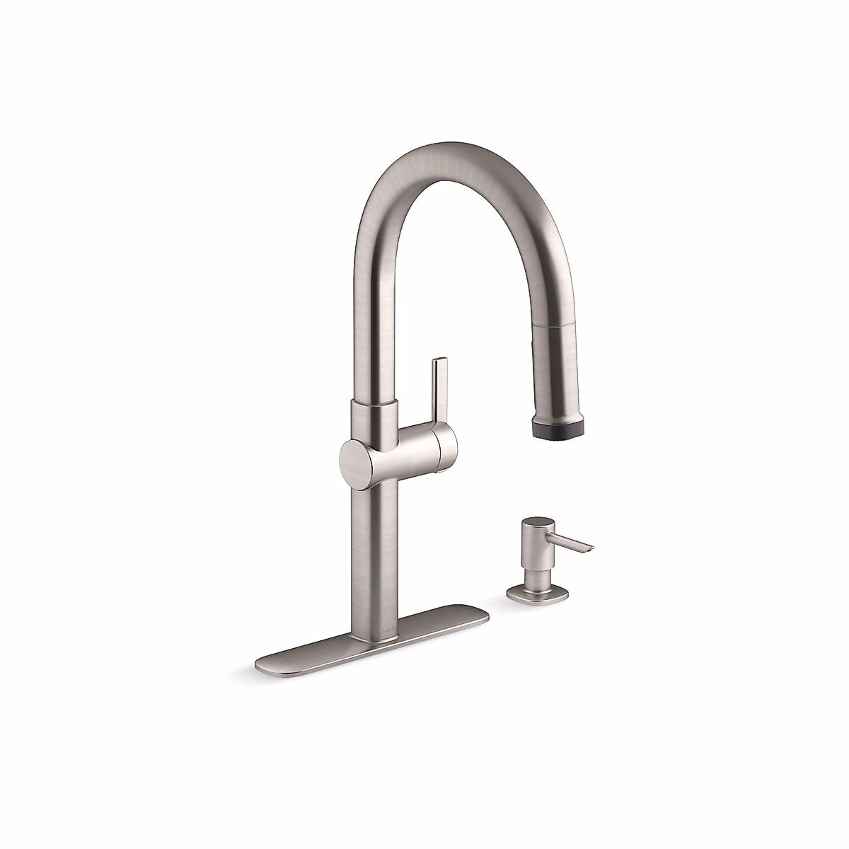 Kohler R22153-SD-VS Rune Single Handle Kitchen Faucet with Pull Down Sprayer and Soap Dispenser, Vibrant Stainless