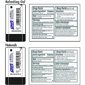 Purell Advanced Hand Sanitizer Variety Pack, Naturals and Refreshing Gel, 1 Fl Oz Travel Size Flip-Cap Bottle with Jelly Wrap Carrier (Pack of 8), 3900-09-ECSC