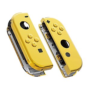 eXtremeRate DIY Replacement Shell Buttons for Nintendo Switch & Switch OLED, Chrome Gold Custom Housing Case with Full Set Button for Joycon Handheld Controller - Console Shell NOT Included