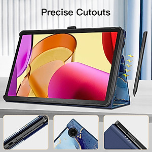 Fintie Folio Case for Amazon Fire Max 11 (13th Generation, 2023 Release) - Premium Vegan Leather Slim Fit Folding Stand Cover for Fire 11 Max Tablet with Auto Sleep/Wake, Ocean Marble