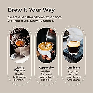 Mueller Premium Espresso Machine Coffee Maker with Milk Frother, Coffee Grinder, 15 Bar, Stainless Steel, Standard and Bottomless Portafilter, Multiple Filters, Temp Control, Complete Barista Kit