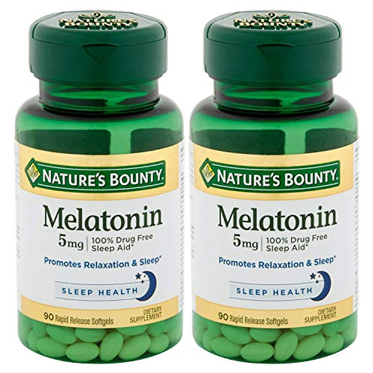 Nature's Bounty Melatonin 5 mg Dietary Supplement Softgels, Twin Pack 60 ea