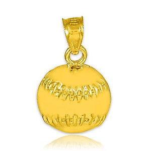 10k Gold Baseball/Softball Sports Charm Pendant