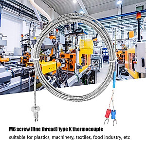 Type K Thermocouple, M6 Screw Fine Thread Type K 0-400℃ Thermocouple Sensor Probes Temperature Sensor Wire(2M) Thermocouple Thermometers and Probes