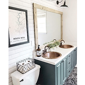 Sinkology SB101-19AC Bell Drop-in Handmade Copper Bath Sink with 4" Faucet Holes and Overflow, 19", Antique Copper