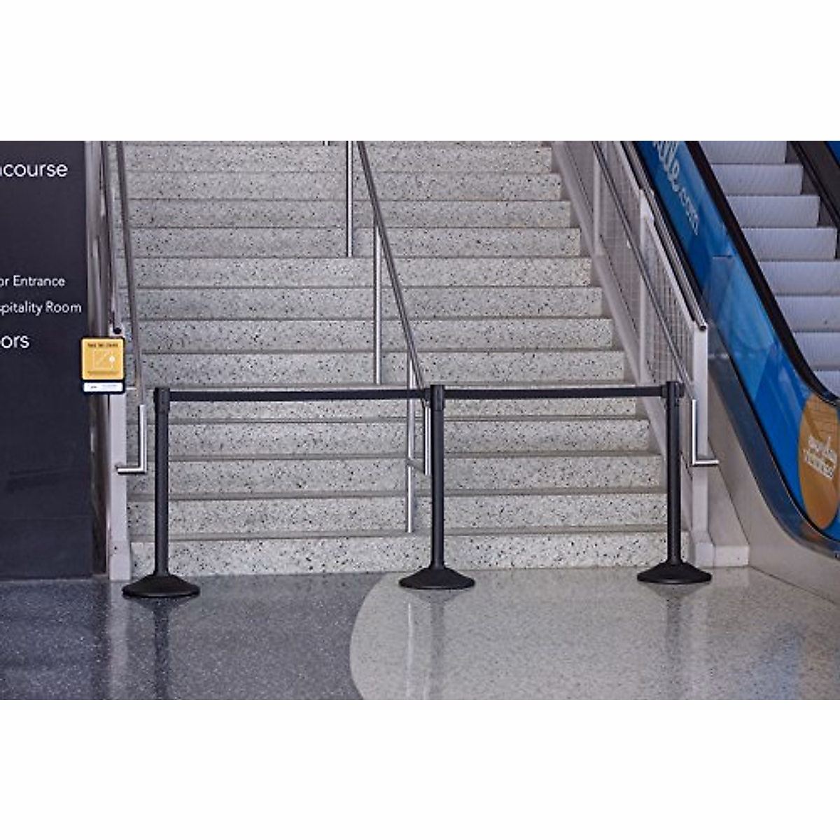 US Weight - U2000 Sentry Stanchion with 6.5 Foot Retractable Belt – Easy Connect Assembly (2-Pack), Black