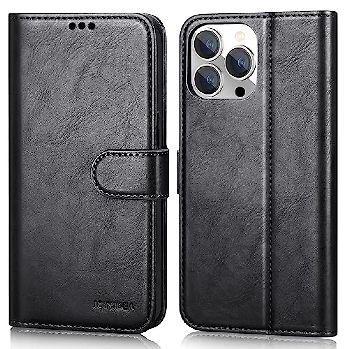 JOYSIDEA iPhone 13 Pro Wallet Case, Luxury Leather Phone Case with Card Holder, iPhone 13Pro Phone Case with Magnetic, Stand, Shockproof Cover for iPhone 13 Pro 6.1 inch, Black