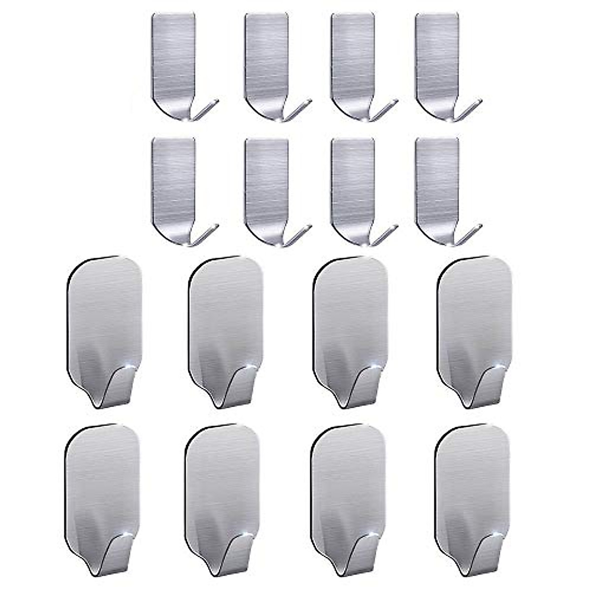 FOTYRIG Strong Adhesive Hooks Hat Hooks Hanger for Wall, Waterproof Stainless Steel Wall Hangers Sticky Hooks for Hanging Bathroom Kitchen Stick on Wall Hooks-16 Packs
