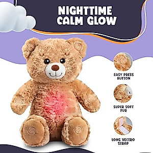 Gemma Joy Bedtime Baby Soothers for Sleep, Cry Activated Heartbeat Stuffed Animal for Baby, Newborn, Calming Light, Lullaby Music, White Noise, Shush and Mother’s Heartbeat - (Bear, Rechargeable)