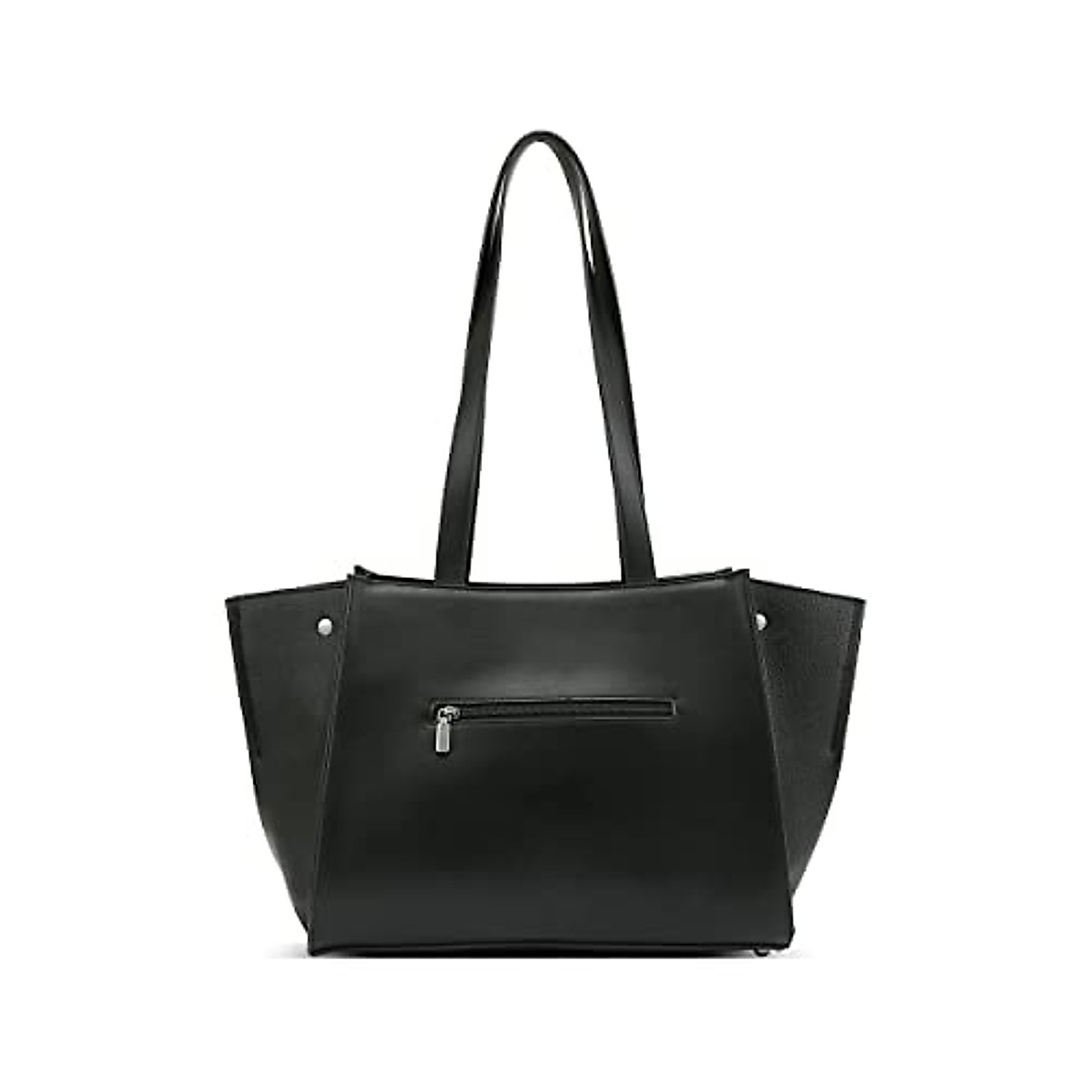 Pixie Mood Valentina 13.5 x 9 Vegan Leather Expandable Small Tote Bag, Black