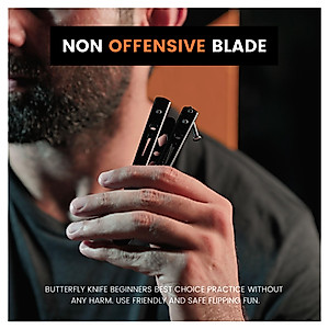 Butterfly Knife, Balisong Trainer Unsharpened Blade, 2 Practice Knives Set with Pouches Fully safe Not Real Blades