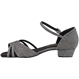 Women's Ballroom Dance Shoes Salsa Latin Practice Dance Shoes Black Glitter Satin 6030FTEB Comfortable - Very Fine 1" Heel 8.5 M US [Bundle of 5]