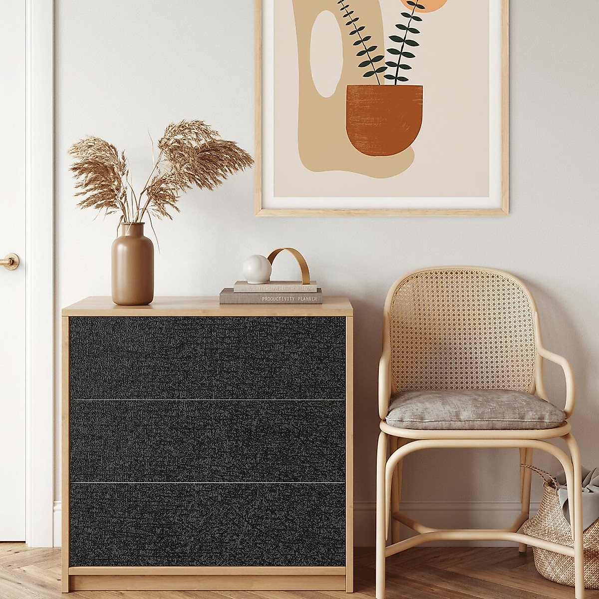 (394inx17.7inch Peel and Stick Wallpaper Black Contact Paper Self Adhesive Easy to Apply Wall Coverings Shelf Home Decorative Wall Paper Textured Shelf Decorative