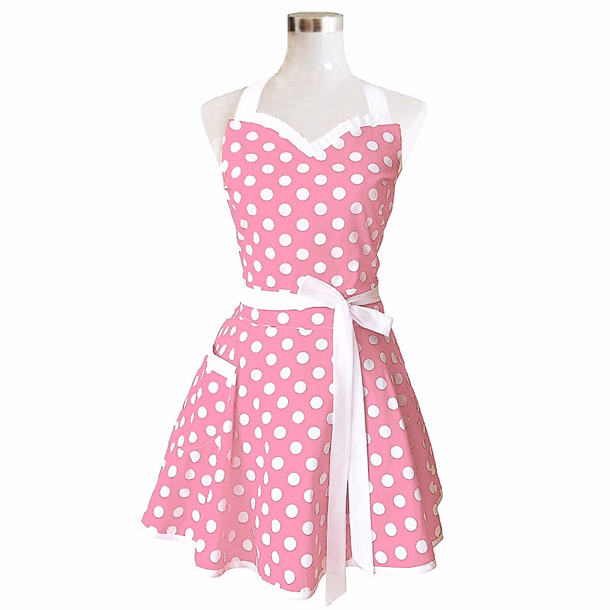 Hyzrz Lovely Sweetheart Retro Kitchen Aprons Woman Girl Cotton Polka Dot Cooking Salon Dress Pinafore Vintage Apron Mothers Gift (Lilac)