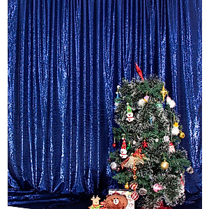 SquarePie Sequin Backdrop Non-Transparent Background Sparkly Curtain for Wedding Party 4FT x 7FT Navy Blue
