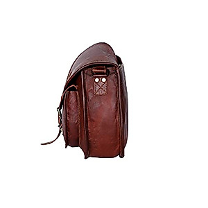 Women 13 Inch Vintage Style Genuine Brown Ladies Tote Travel Purse Leather Crossbody Shoulder Bag Leather Handmade Purse (Tan Brown)