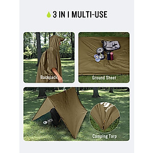 SaphiRose Hooded Rain Poncho Waterproof Raincoat Jacket for Men Women Adults(brown)