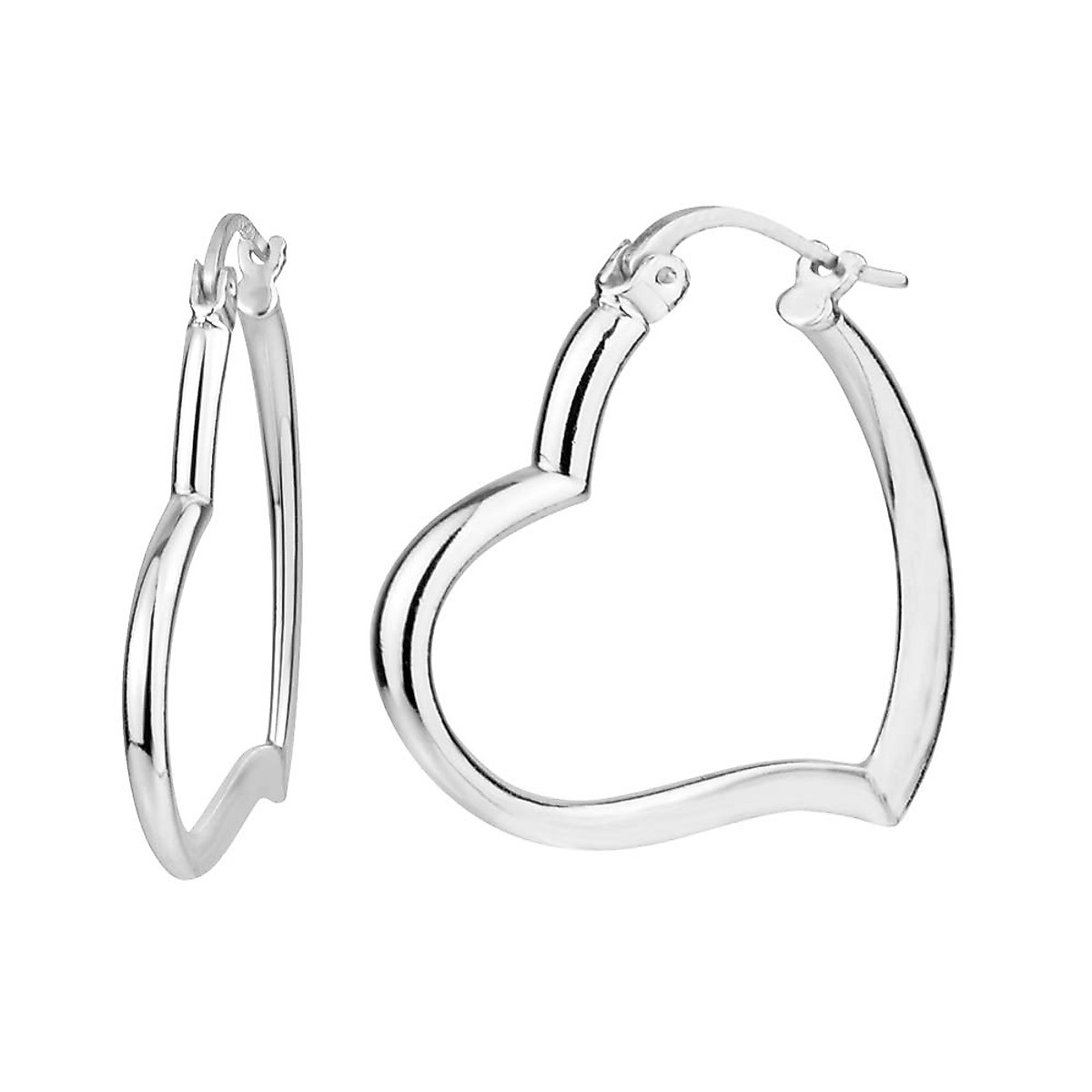 LeCalla 925 Sterling Silver Heart Hoop Earrings Jewelry Lightweight Italian Love Theme Heart Shape Hoops Earring for Women - 30mm