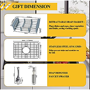 Black Kitchen Sink Stainless Steel 19.7 x 15.7 Inch Single Bowl Drop In Kitchen Sink With Gift: Stainless Steel Bottom Grid, Faucet Sprayer, Drain Strainer Set for Modern Kitchen Sink