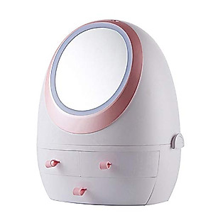 FQYYDD Illuminated Makeup Mirror Usb Cosmetics Storage Box Dust Drawer Makeup Mirror With Led Light