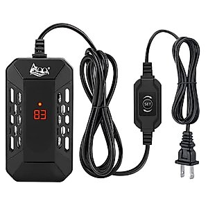 AQQA Aquarium Submersible Heater for Fish Tank,LED Temperature Display and Built-in Thermometer,External Controller Temperature Control Range 59℉-93℉,Safety Control Protects 25W