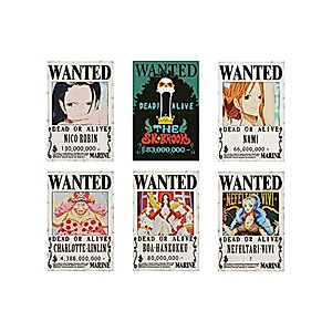 Xiumui OP Pirate Anime Wanted Poster 28.5cm×19.5cm, New Edition, Zorro, Luffy, 1.5 billion, Set of 24
