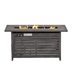 HOMPUS Outdoor Propane Fire Pit, 46-inch x 25-inch Rectangle 40,000 BTU Auto-Ignition Propane Fire Pit Table w White fire Glass and Rain Cover for Outside Leisure Party