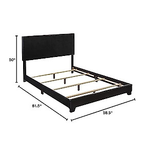 Crown Mark Erin Upholstered Panel Bed in Black, Full
