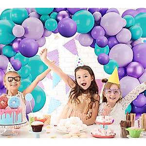 Purple Teal Blue Balloons Arch Garland Kit-148Pcs Pastel Purple Balloon Teal Balloon for Birthday Anniversary New Years Baby Shower Engagement Wedding Retirement Party Decoration