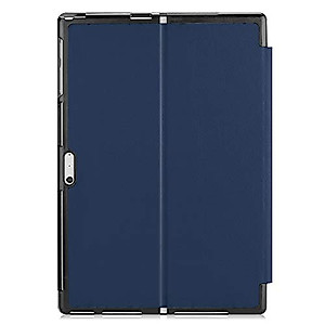 ZZOUGYY Tablet Case for Microsoft Surface Pro 4/5/6/7 12.3" - Ultra Slim Folio Stand, Lightweight Faux Leather, Dark Blue - Luxury Design, Water Resistant, Perfect for Working and Entertaining