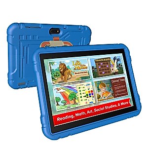 JREN Kids Tablet, 10" Tablet for Kids, Android 13 Version,IPS HD Display 1280 X 800,1080P, Octa-core CPU Speed up to 1.8GHz,RAM 4GB and 64GB Storage, Battery 8000mAh,Ages 3-12,Color Blue