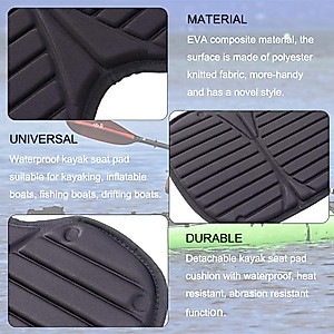 UXELY Kayak Seat Cushion, Canoeing Seat, Waterproof Kayak Seat Pad, Detachable Black Kayak Seat Pad Cushion