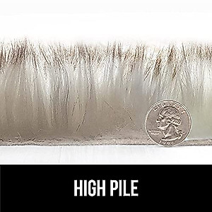 Gorilla Grip Faux Fur Rectangle Area Rug and Faux Fur Sheepskin Area Rug, Both in Brown Color, Both in Size 5x7, 2 Item Bundle