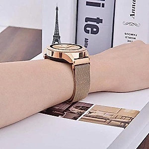 JOHIPI Compatible with Samsung Galaxy Watch 4 40mm 44mm/Watch 4 Classic 46mm 42mm/Watch 5 40mm 44mm Pro 45mm/Active 2/Watch 42mm/Watch 3 41mm/Active 40mm Bands, 20mm Stainless Steel Mesh Loop Strap (Rose Gold)