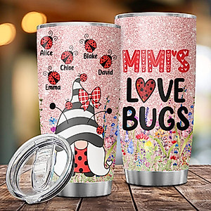 So Many Pets Personalized Gnome I Love Being A Nana Mimi Grandma Tumbler Cup with Grandkids Names, Gift For Grandmother Granny Grammy Birthday Gifts 20oz 30oz Insulated Coffee/Tea with Lid