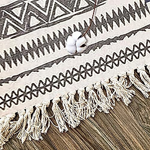 MufHomse Bathroom Doormat 2'x3' Woven Small Area Rug Bohemian Door mat Cotton Modern Floor Mat with Tassel Bathroom Bedroom Outdoor Kitchen Washable Rug