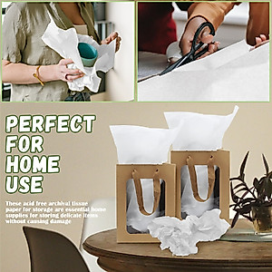 RYKOMO 200 Sheets 15 x 20 Inch Acid Free Archival Tissue Paper, Unbuffered No Acid Paper White No Lignin Free Packing Tissue Paper for Preserving Storage Textiles Linens Present Wrap (White)