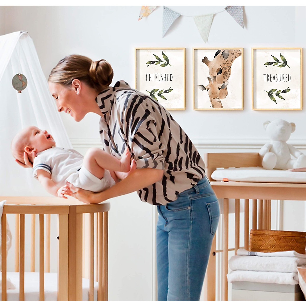 Safari Nursery Decor | Jungle Nursery Decor | Giraffe Wall Art Nursery Print | Set of 3 | Unframed 11 x 14 | Nursery Wall Art | Nursery Wall Decor | Baby Nursery Decor | Jungle Theme Nursery Decor