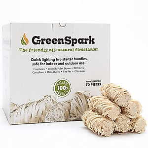 GreenSpark 100% Natural Firestarter, Fast Lighting, Long Burn, Waterproof, Safe for Indoor/Outdoor Use