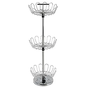 Three Tier Revolving Shoe Tree Orgainzer Rack with Chrome Finish by Lavish Home