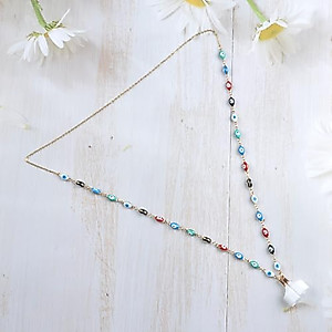 YWJRINDFL Female Magnetic Anti-Lost Strap Holder Chain Gold Eye Beads Necklace Leash String for Airpods 1 2 3 Pro