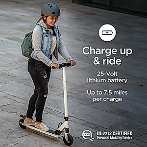 Schwinn Tone 3 Mens and Womens Electric Scooter, Fits Youth/Adult Riders Ages 13+, Max Rider Weight 175lbs, Max Speed of 15MPH, Lightweight, Folding, Locking Aluminum Frame, White