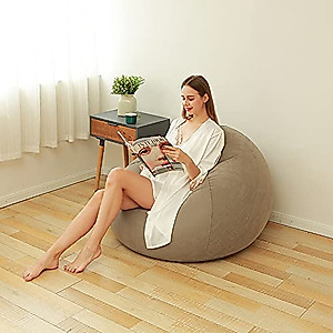 Inflatable Bean Bag Chair for Adults, Kids, and Teens - Washable Cover, Eco-Friendly Filler - Perfect Lounge Chair for Living Room, Bedroom, or Floor Seating Grey