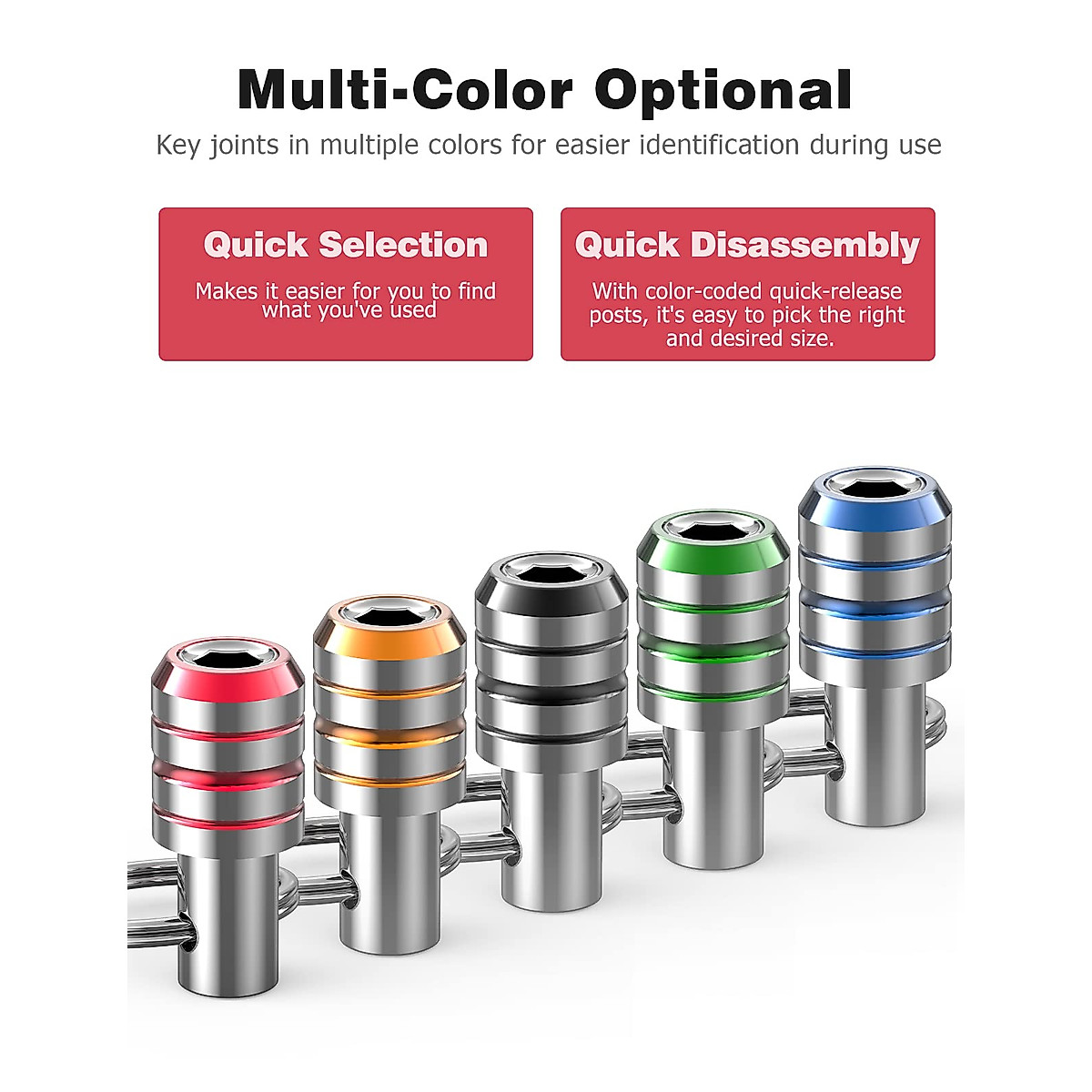 Bit Holder, 1/4inch Drill Bit Holder Keychain for Impact Driver Pull Back to Unlock Quick Change Magnetic Screwdriver Bit Holders-5Pcs