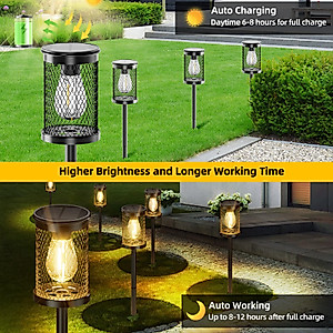 Adecorty Solar Pathway Lights Outdoor 4 Pack Solar Lights Outdoor Waterproof Super Bright Filament LED Mesh Metal Outside Path Lawn Patio Walkway Yard Garden Decor, Gifts for Mother's Day
