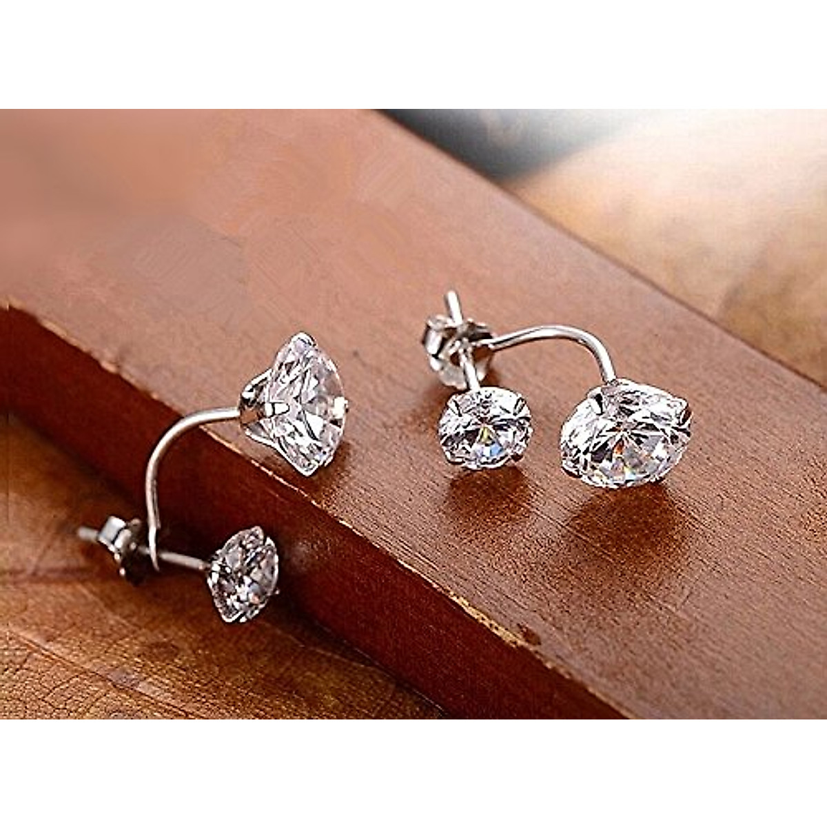 Infinite U 925 Sterling Silver Double Ball Earrings Jacket Front Back 2 in 1 Stud Earrings (A)