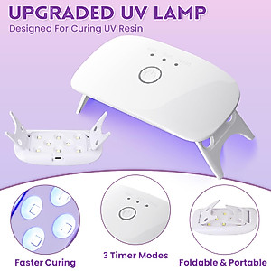 LET'S RESIN UV Resin Kit with Light,153Pcs Resin Jewelry Making Kit with 250g Crystal Clear Low Odor UV Resin, UV Lamp, Resin Accessories, Epoxy Resin Starter Kit for Keychain, Jewelry, Home Decor