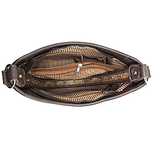 Horse Feather Tribal Embroidery Western Country Women Conceal Carry Hobo Purse (Black)