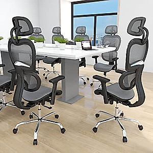 Ergonomic High Back Office Chair - High Office Chair with Headrest, Lumbar Support, Movable Armrests, Swivel Mesh Office Chair with 300 lbs Weight Capacity Adjustable Height for Home Office, Executive